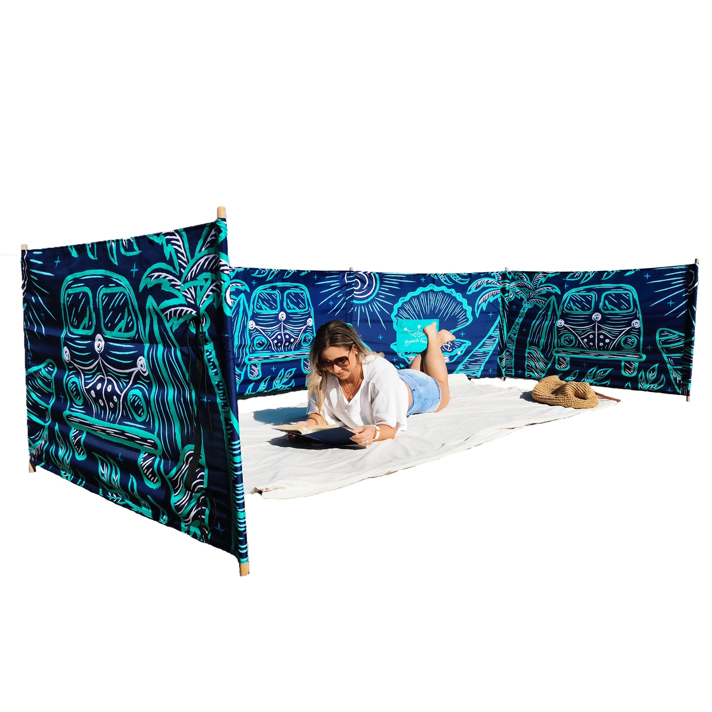 BEACH BUS - 20 ft Beach Windscreen, Rubber Mallet and Carry Bag Includ ...